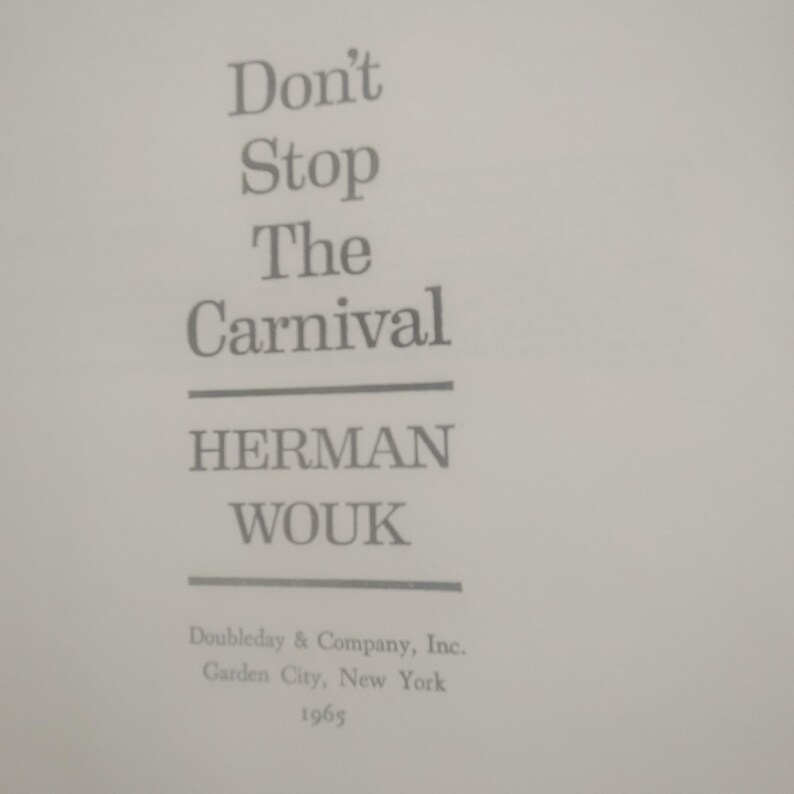 Herman Wouk Dont Stop the Carnival First Edition 1965 - Etsy