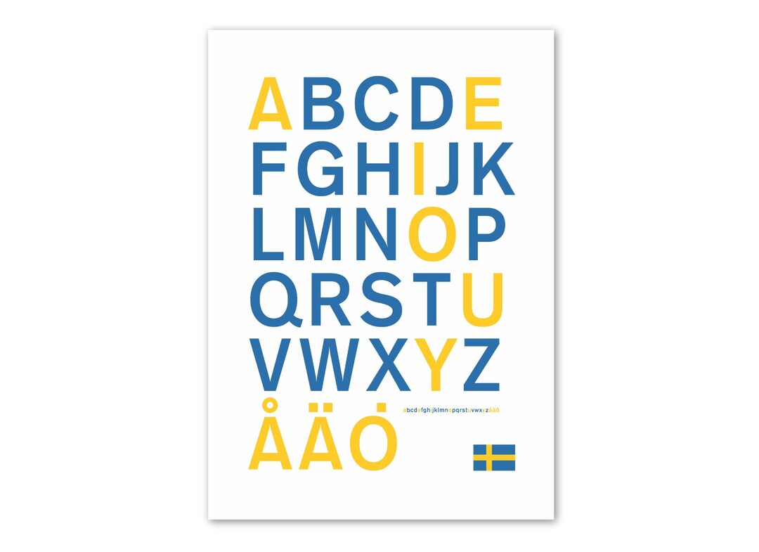 Swedish Alphabet Poster Scandi Print Sweden Wall Art Nordic Home Decor ...
