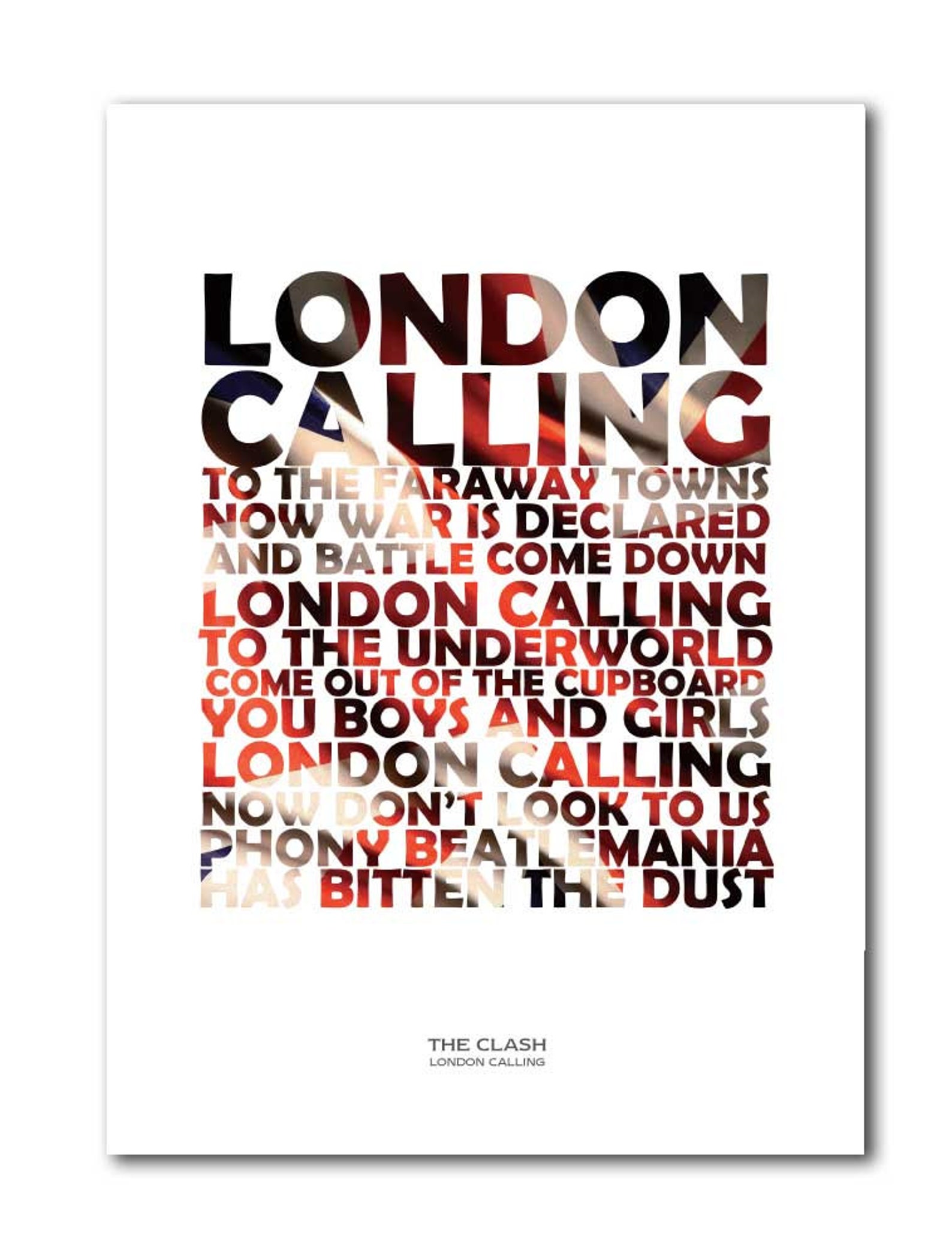 The Clash London Calling Unframed A4 Art Print Poster With Lyrics - Etsy UK