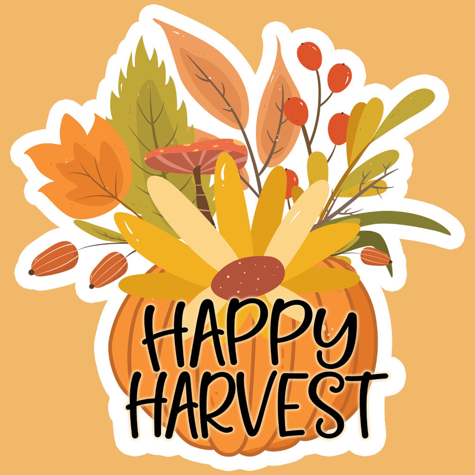Happy Harvest Fall Sticker | Etsy