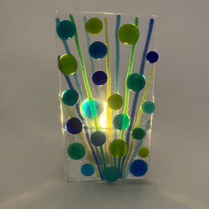 Handmade, Colourful, Fused Glass, Tea Light Candle Holder. Fused Glass ...