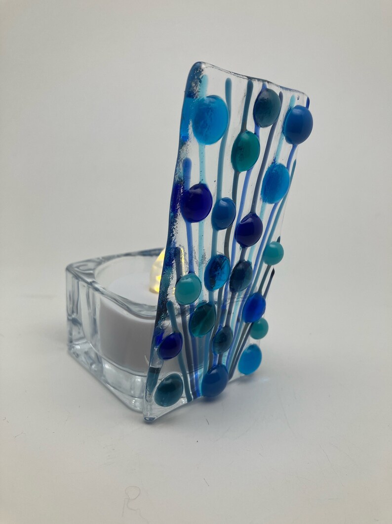Handmade, Colourful, Fused Glass, Tea Light Candle Holder. Fused Glass ...