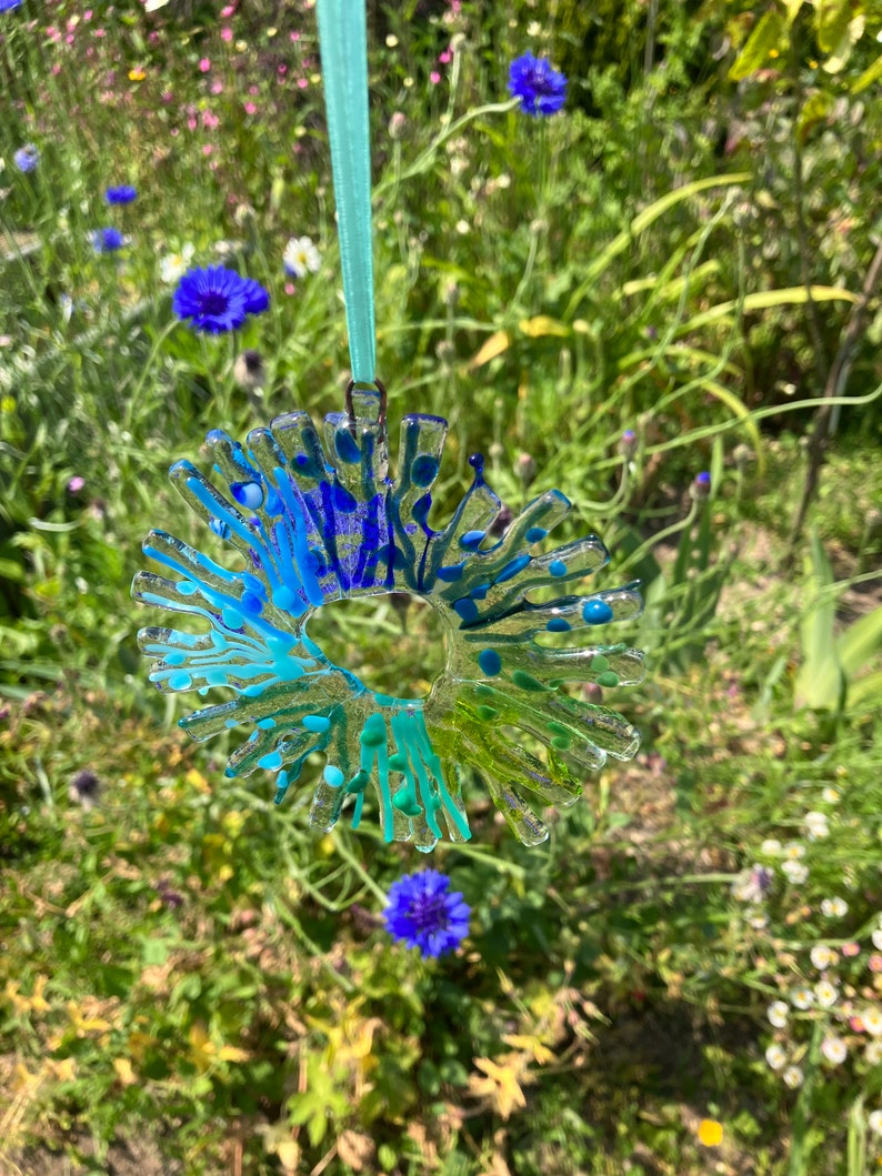Handmade Blue and Green Fused Glass Sun Catcher. Sun Catcher - Etsy