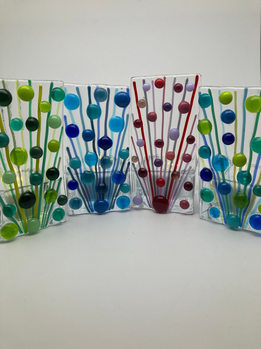 Handmade, Colourful, Fused Glass, Tea Light Candle Holder. Fused Glass ...