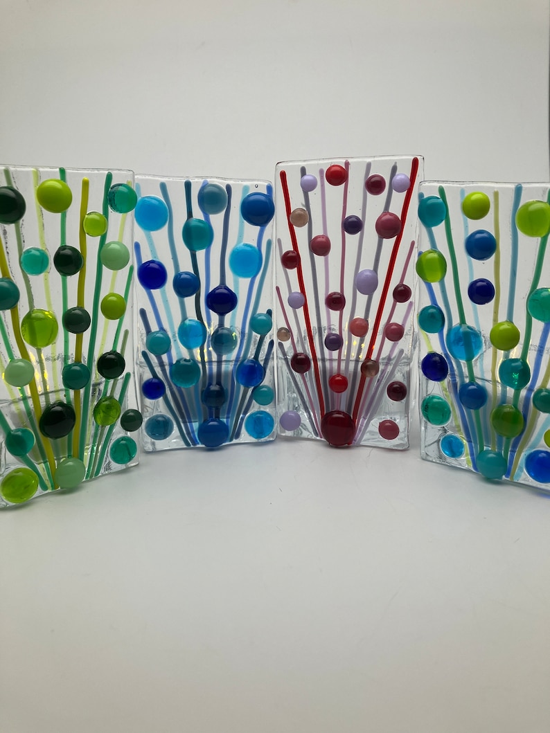 Handmade, Colourful, Fused Glass, Tea Light Candle Holder. Fused Glass ...
