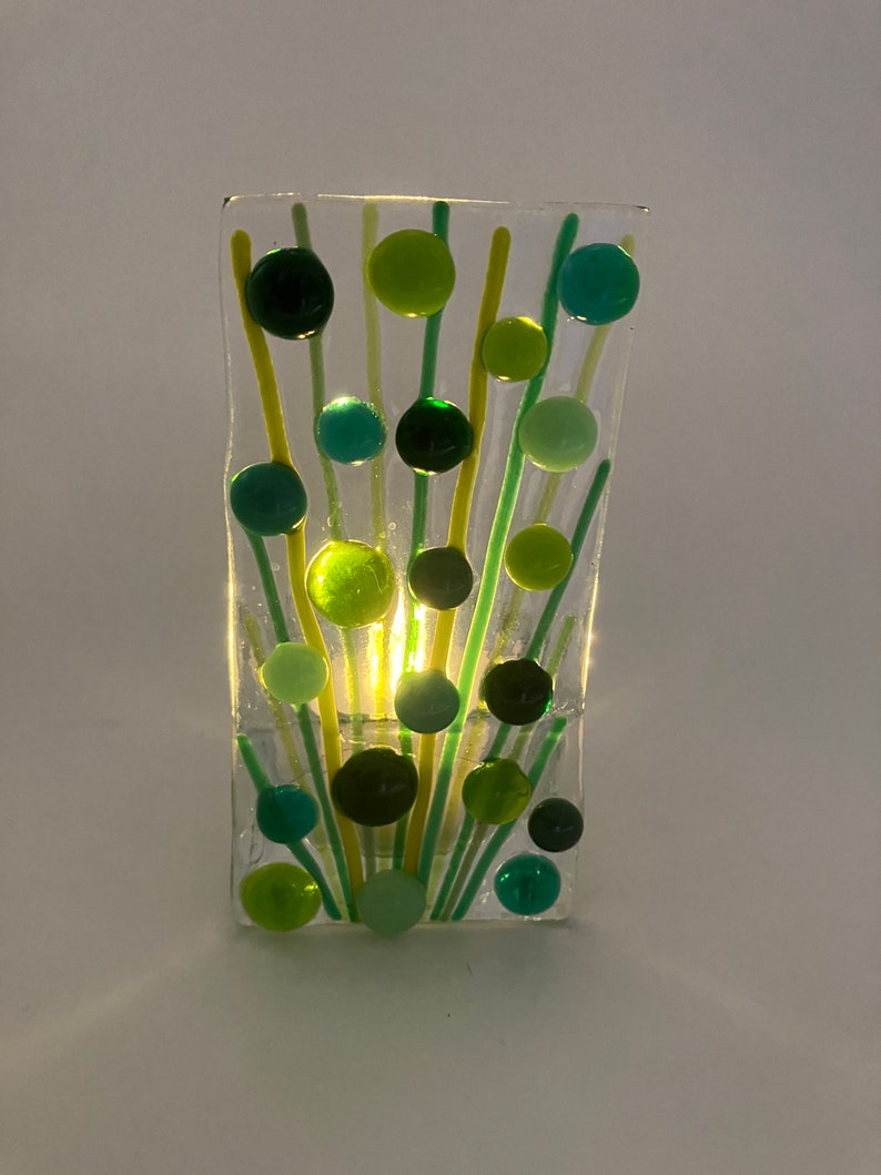 Handmade, Colourful, Fused Glass, Tea Light Candle Holder. Fused Glass ...