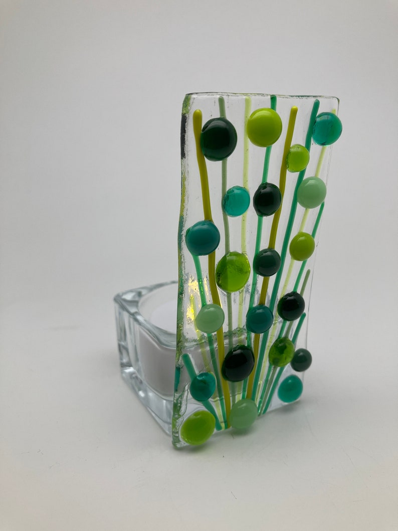 Handmade, Colourful, Fused Glass, Tea Light Candle Holder. Fused Glass ...