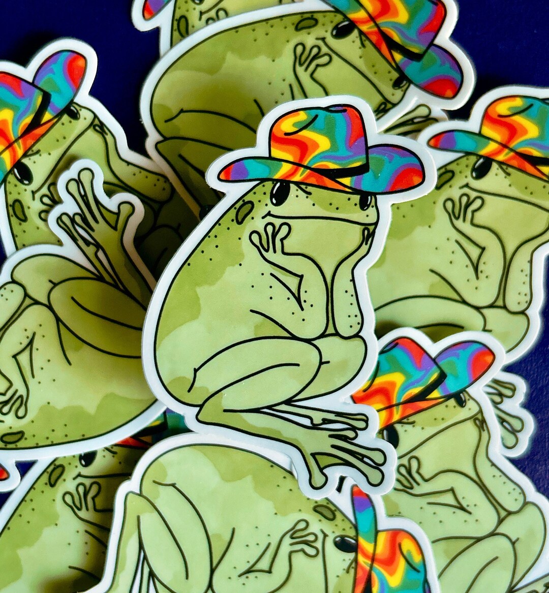 Rainbow Cowboy Frog Sticker | Vinyl Stickers - Etsy