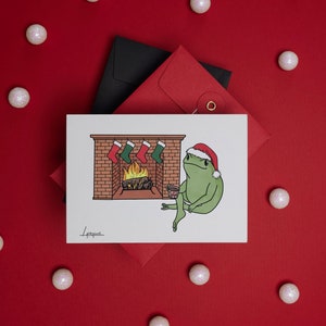 Happy Holidays Funky Frogs Card Set | Watercolor Art | Christmas Frogs ...