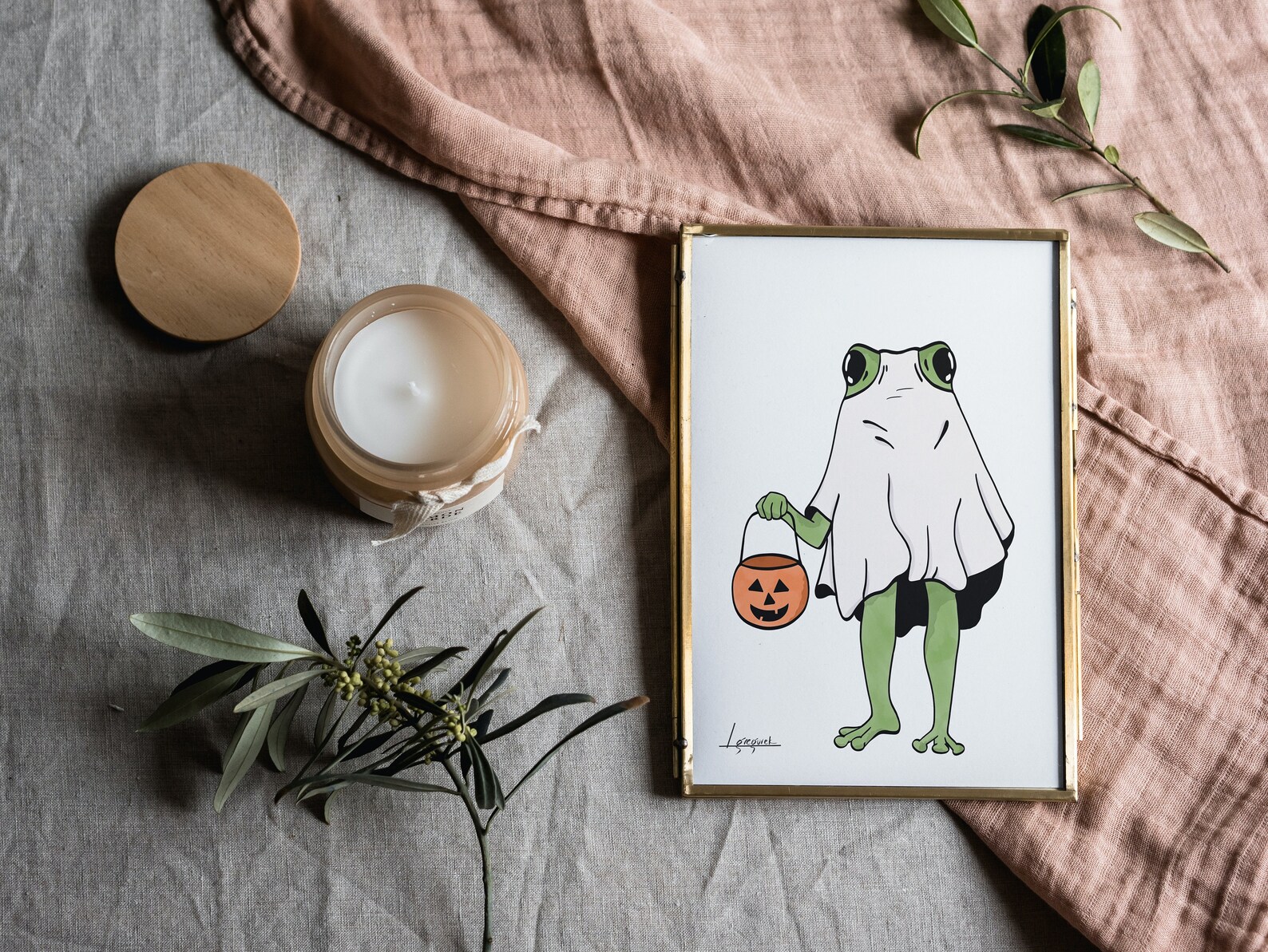 Sheet Ghost Frog Print Watercolor Art Funky Room Decor Spooky Frogs - Etsy
