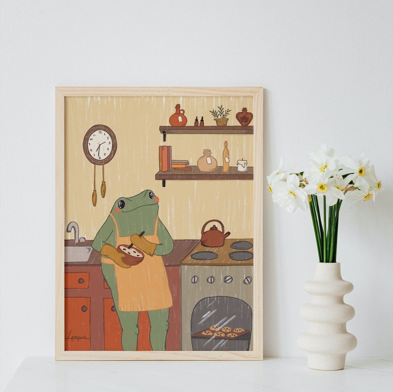 Cottagecore Kitchen Frog Print Funky Room Decor Spooky Frogs - Etsy