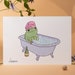 Bubble Bath Frog Print Watercolor Art Funky Room Decor - Etsy