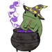 Witch Brewing Potion Frog Print Watercolor Art Funky Room Decor Spooky ...