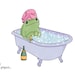 Bubble Bath Frog Print Watercolor Art Funky Room Decor - Etsy