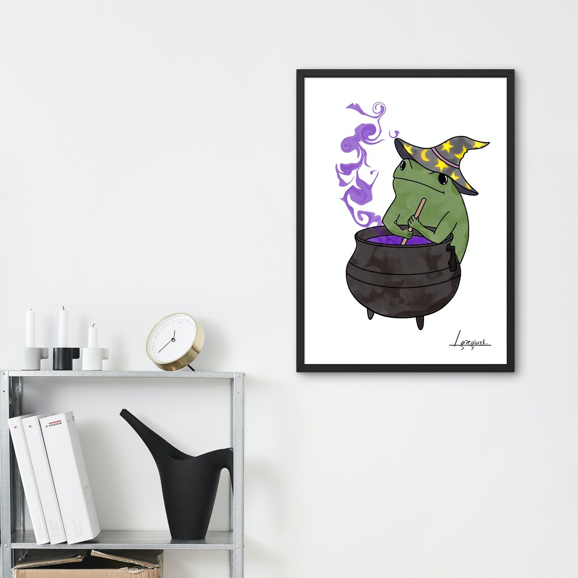 Witch Brewing Potion Frog Digital Download File Watercolor Art Funky ...