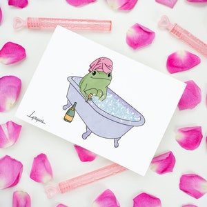 Bubble Bath Frog Print | Watercolor Art | Funky Room Decor - Etsy