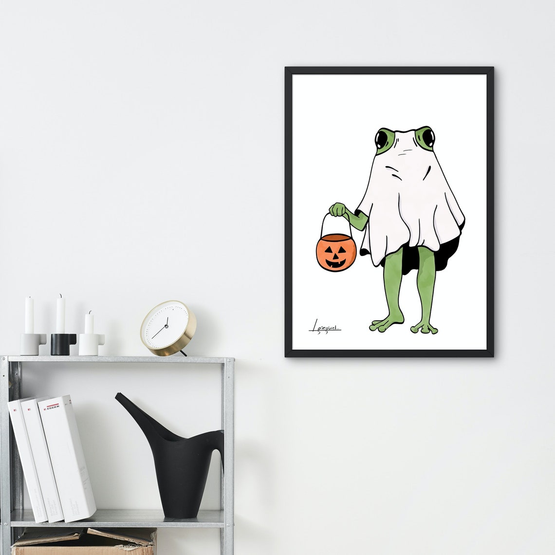 Sheet Ghost Frog Print Watercolor Art Funky Room Decor Spooky Frogs - Etsy