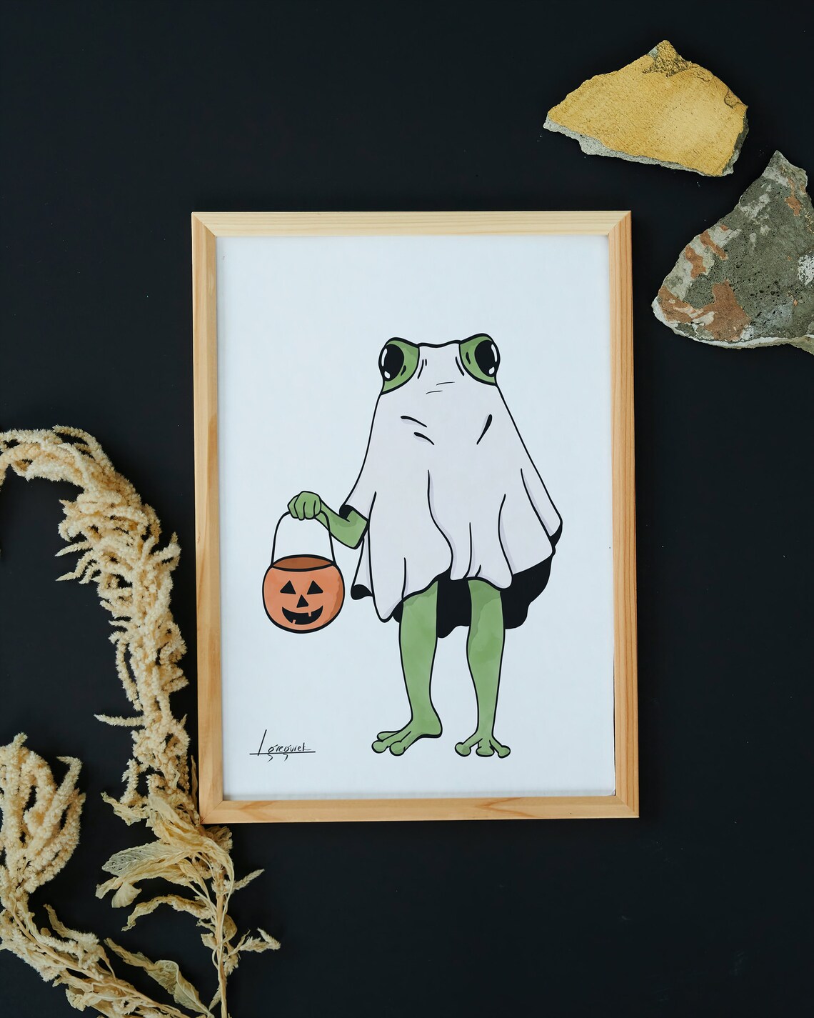 Sheet Ghost Frog Print Watercolor Art Funky Room Decor Spooky Frogs - Etsy