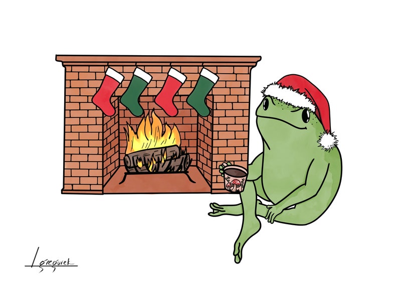 Happy Holidays Funky Frogs Card Set | Watercolor Art | Christmas Frogs ...