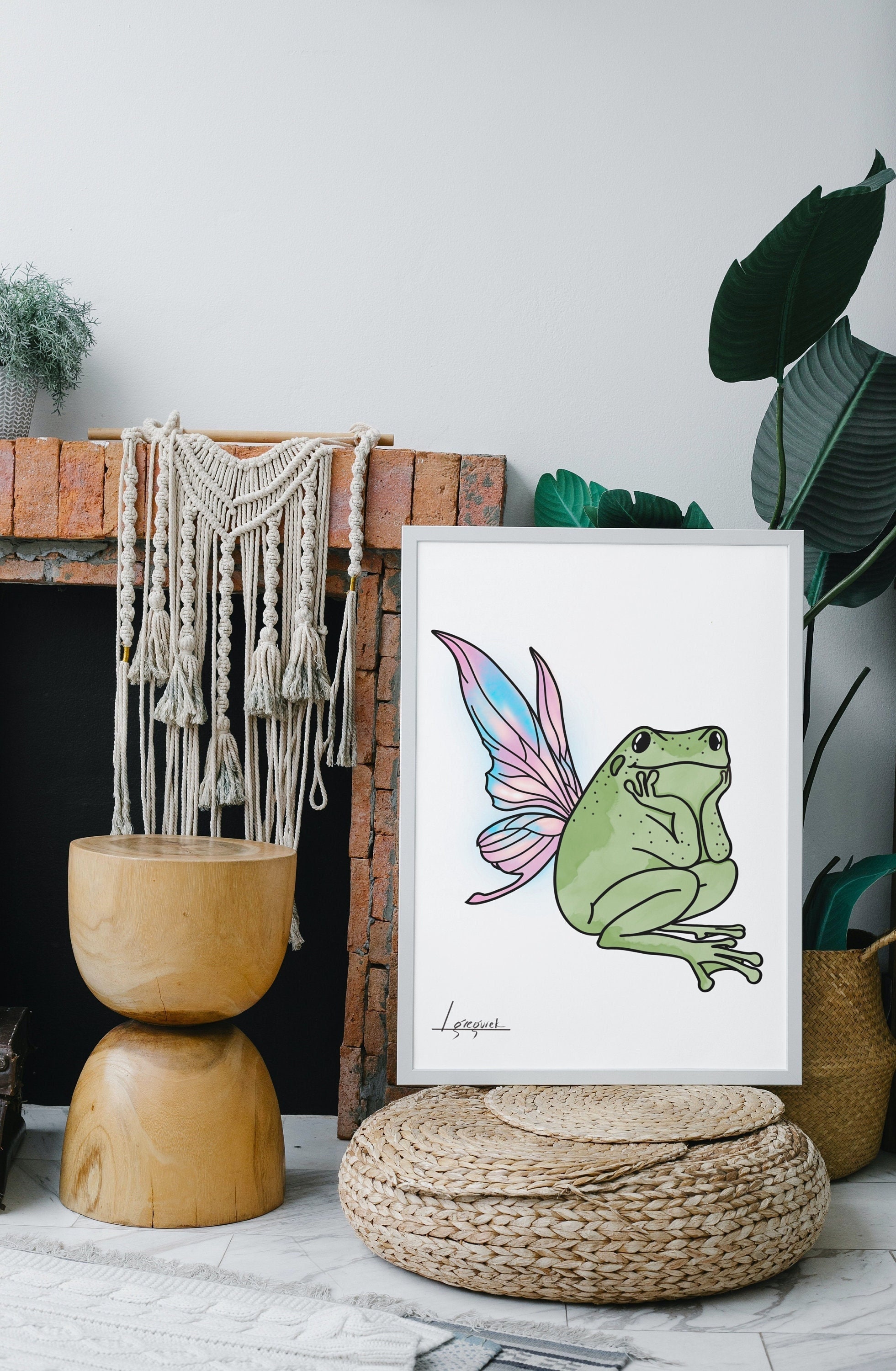 Fairy Wings Frog | Trans Flag | Watercolor Art | Funky Room Decor ...