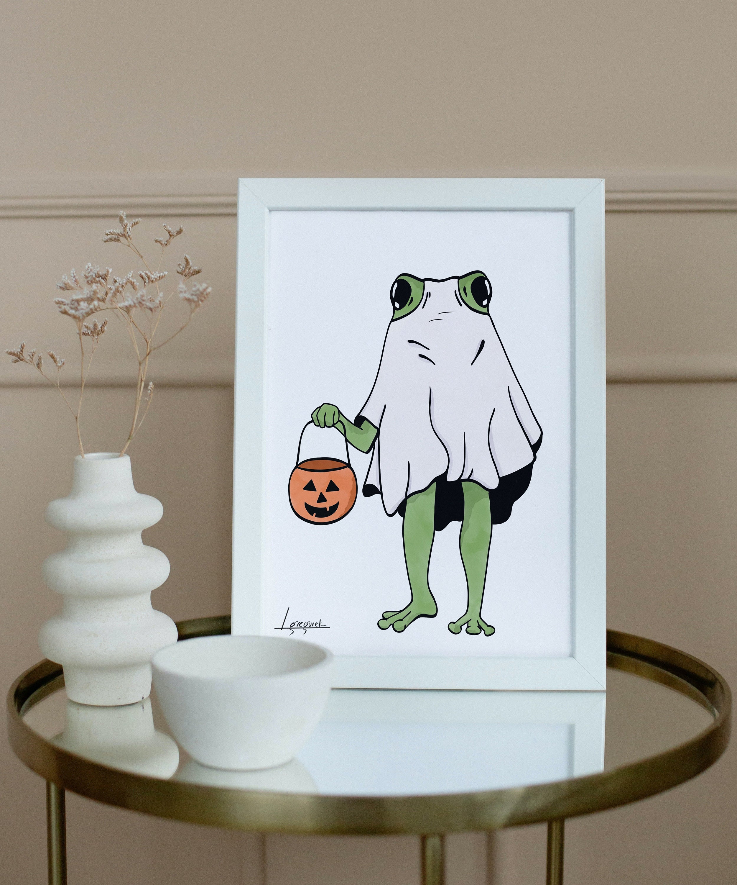 Sheet Ghost Frog Print Watercolor Art Funky Room Decor Spooky Frogs - Etsy