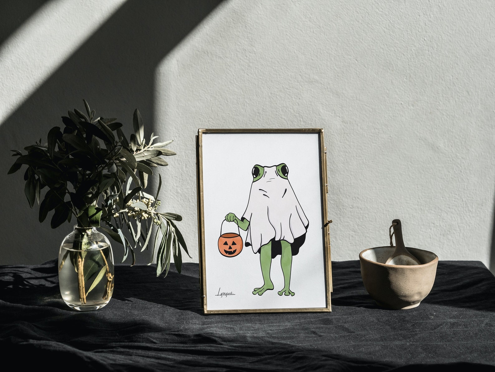 Sheet Ghost Frog Print Watercolor Art Funky Room Decor Spooky Frogs - Etsy