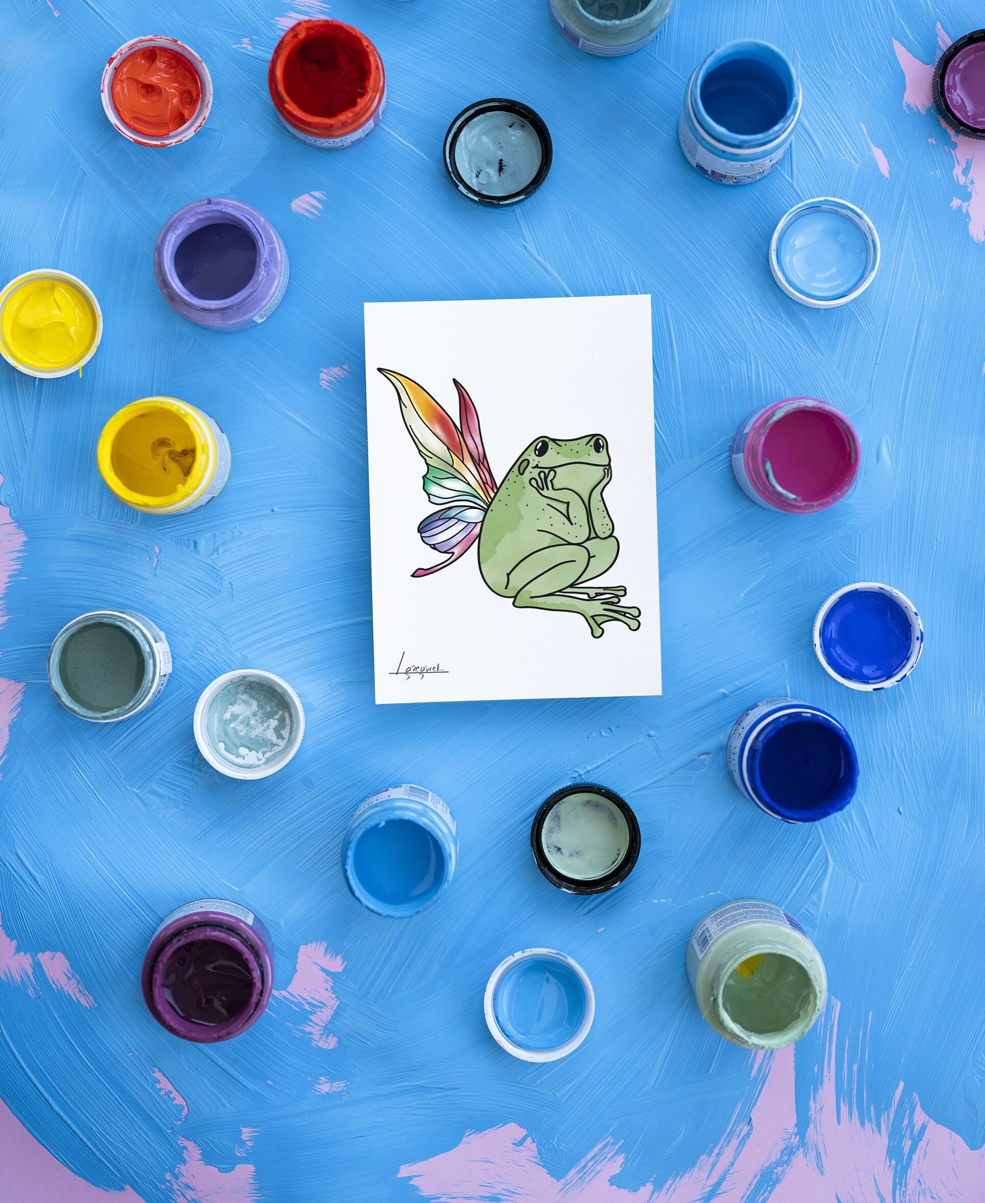 Fairy Wings Frog | Pride Flag | Watercolor Art | Funky Room Decor ...