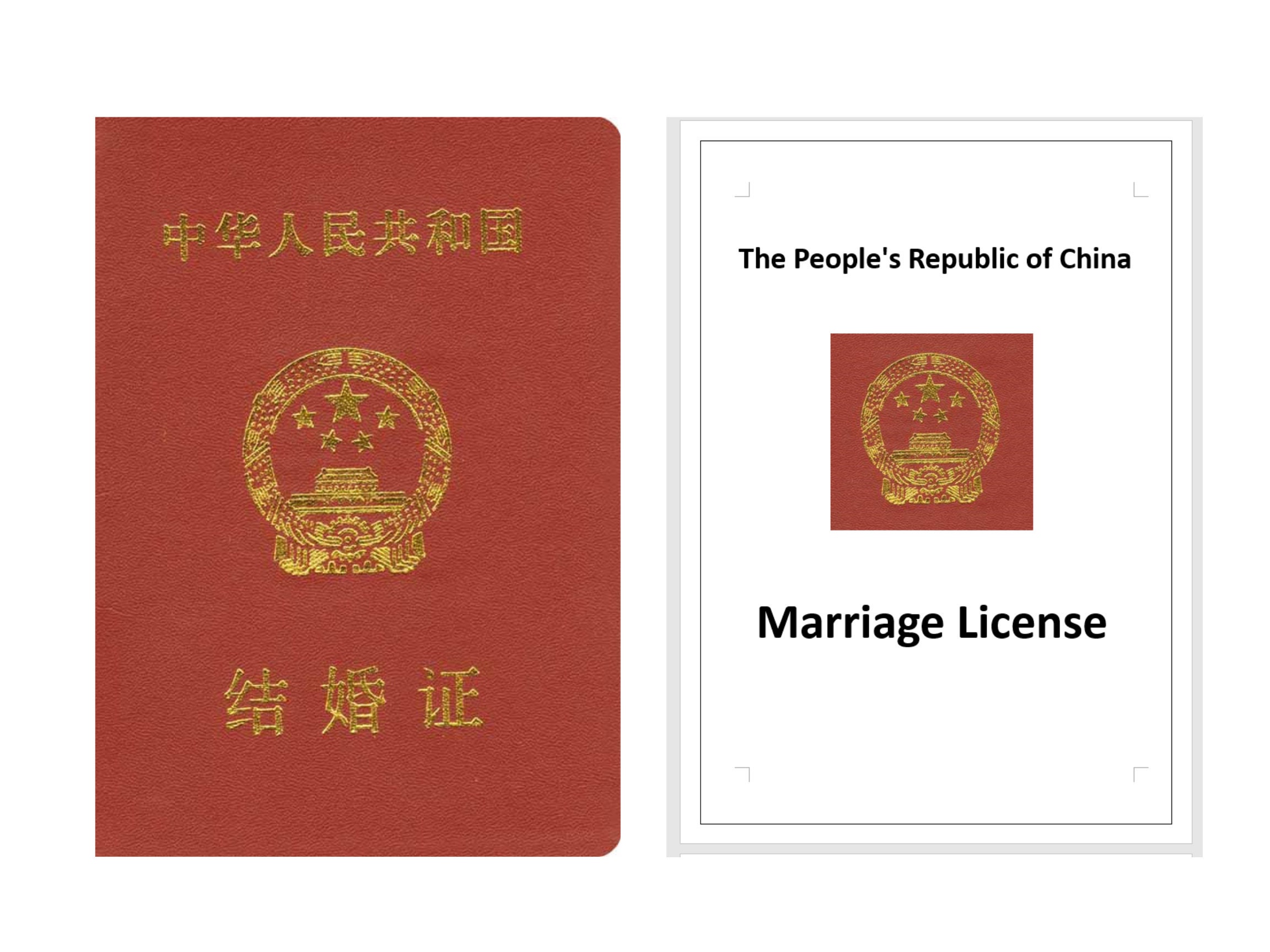 Chinese to English Marriage License Translation Template结婚证翻译样本 - Etsy