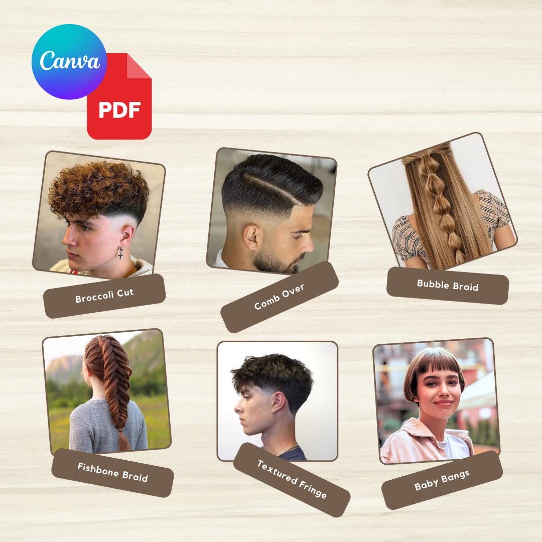 128 Hairstyles & Haircuts Flashcards: Montessori 3-part Cards ...