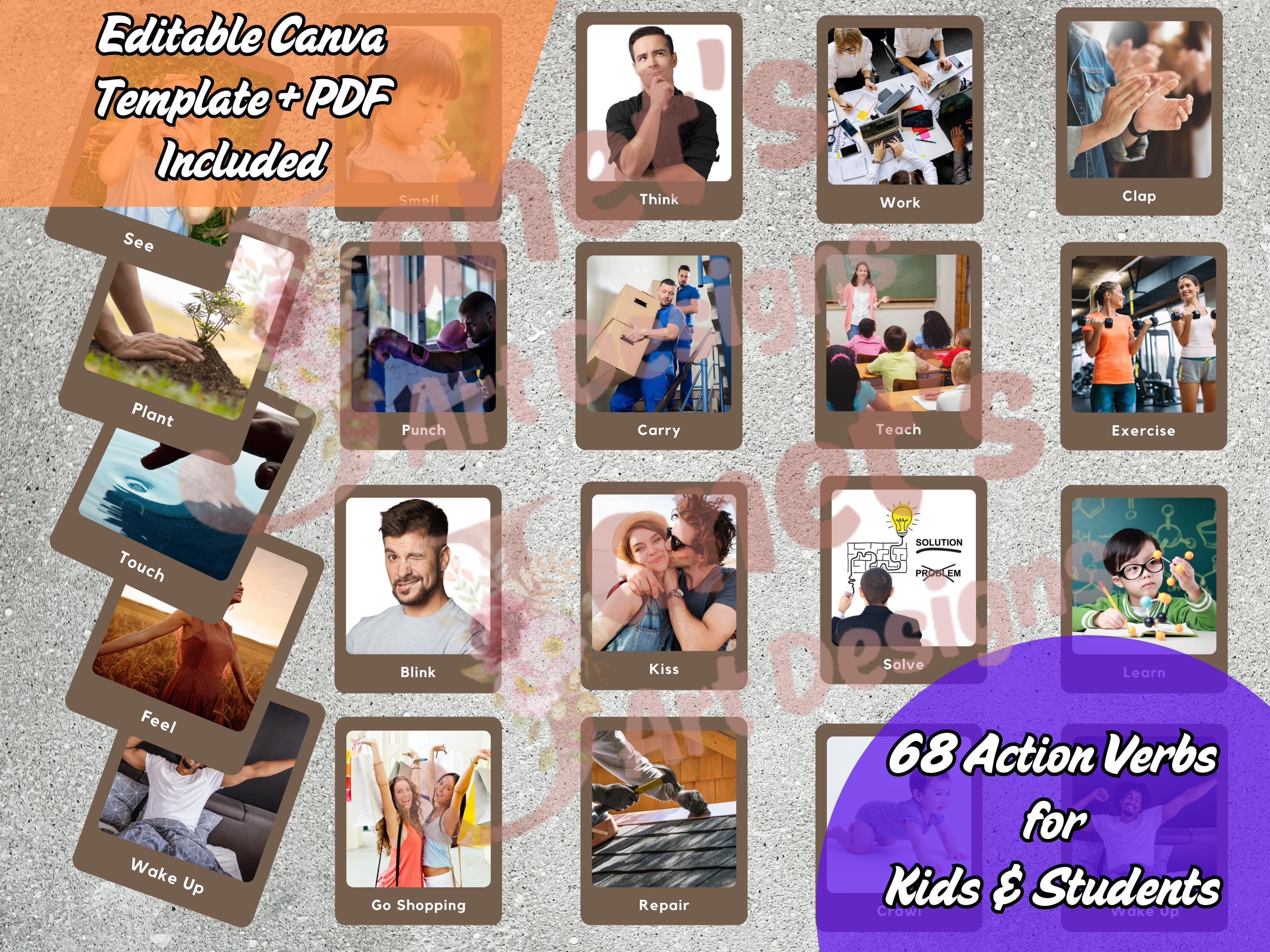 68 ACTION VERBS Flashcards | Common English Action Verbs Vocabulary ...