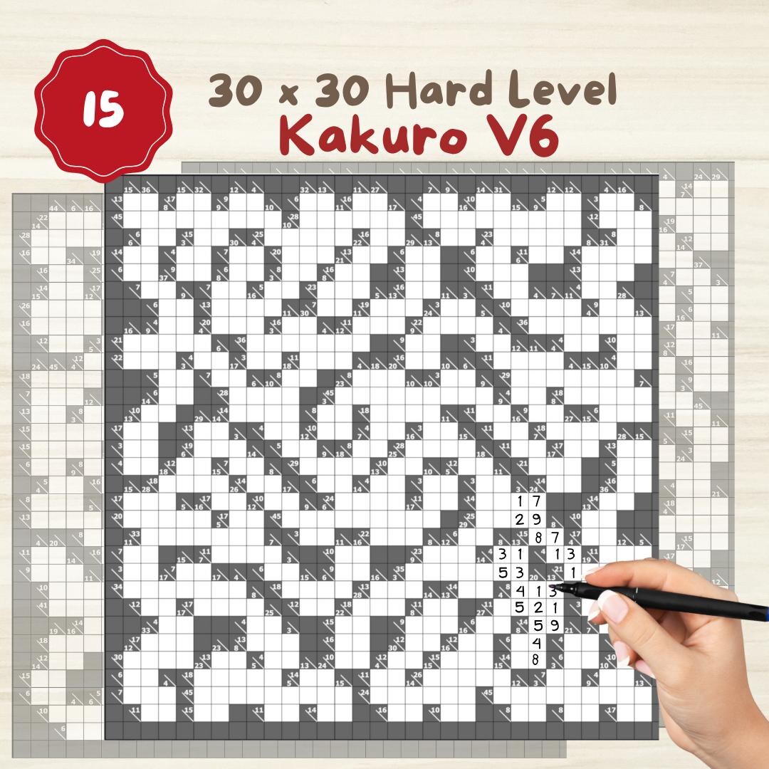 Hard Kakuro Puzzle Bundle: Math Logic Brain Games for Adults (PDF ...