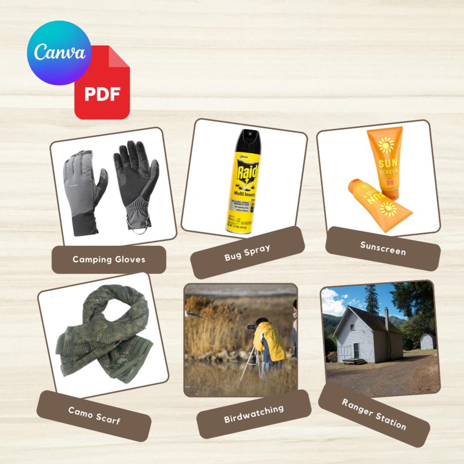 Camping Flashcards: Montessori 3-part Cards (printable PDF + Canva Link ...