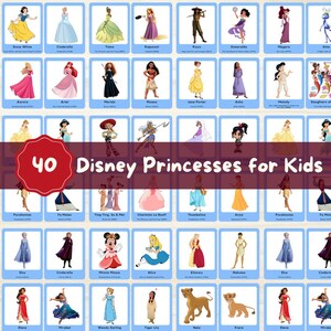 40 DISNEY PRINCESSES Flashcards | Editable Montessori 3-part Cards ...