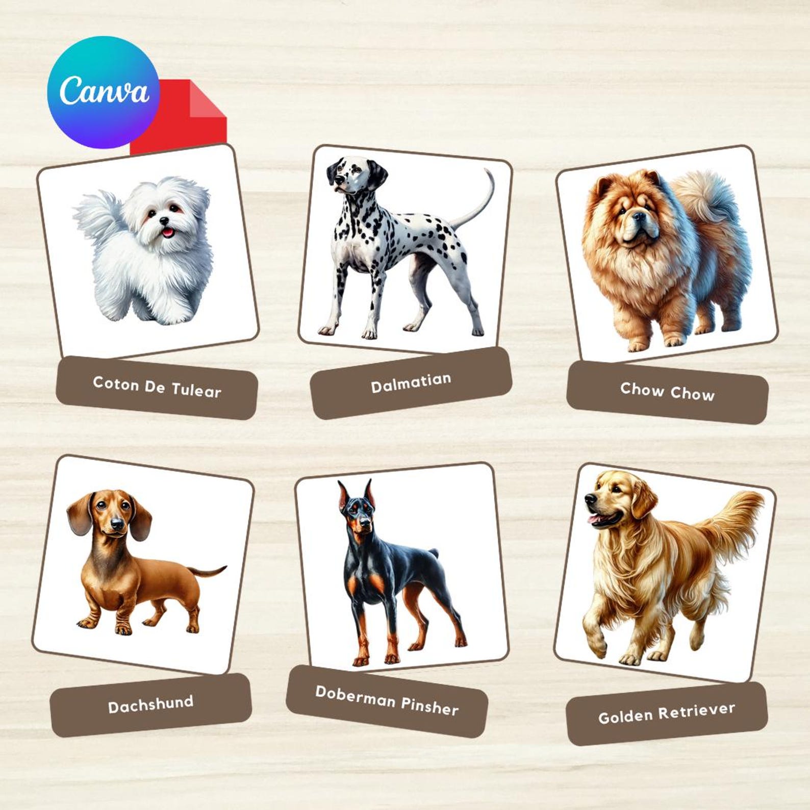 Watercolor Dog Breeds Flashcards: Montessori 3-part Cards (printable ...