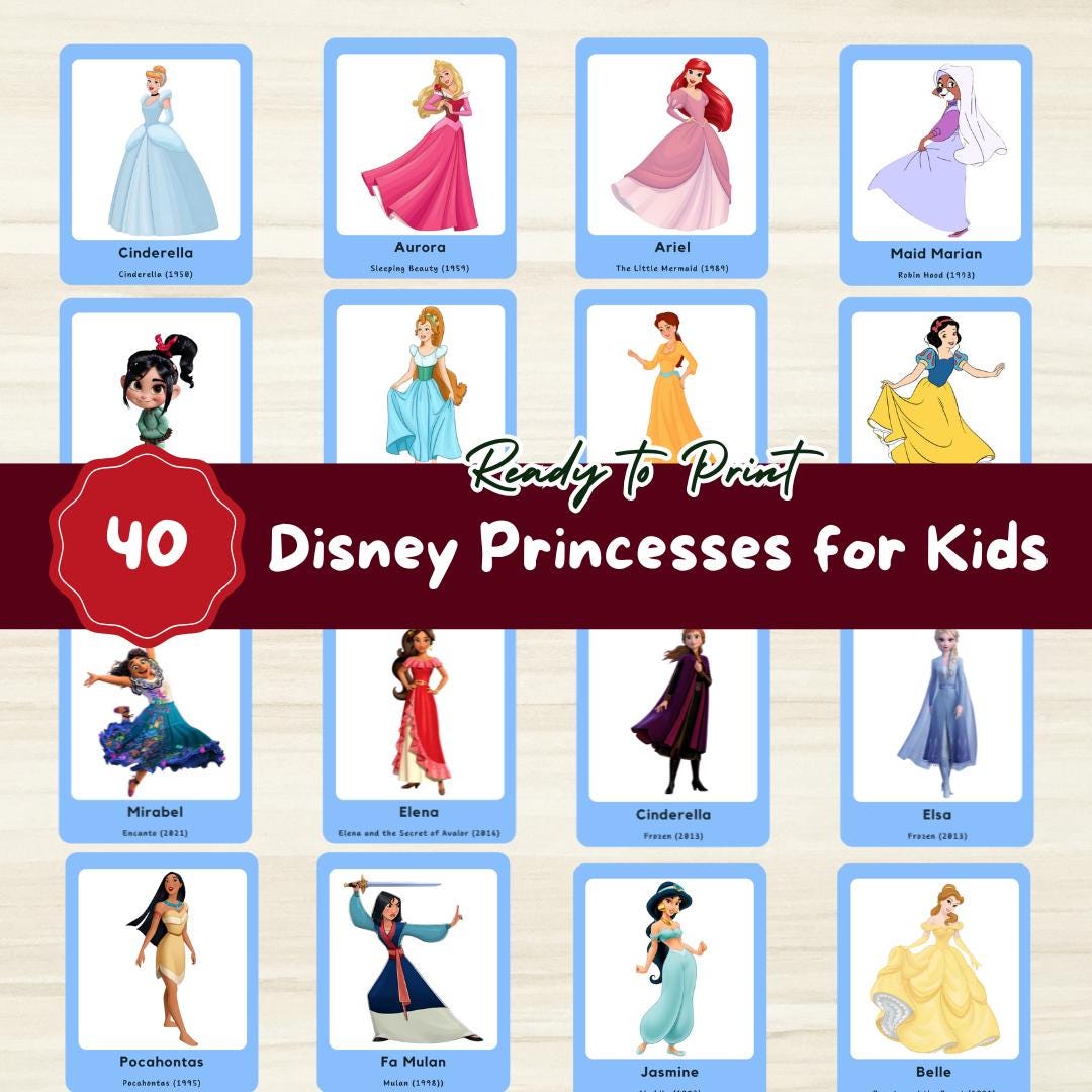 40 DISNEY PRINCESSES Flashcards | Editable Montessori 3-part Cards ...