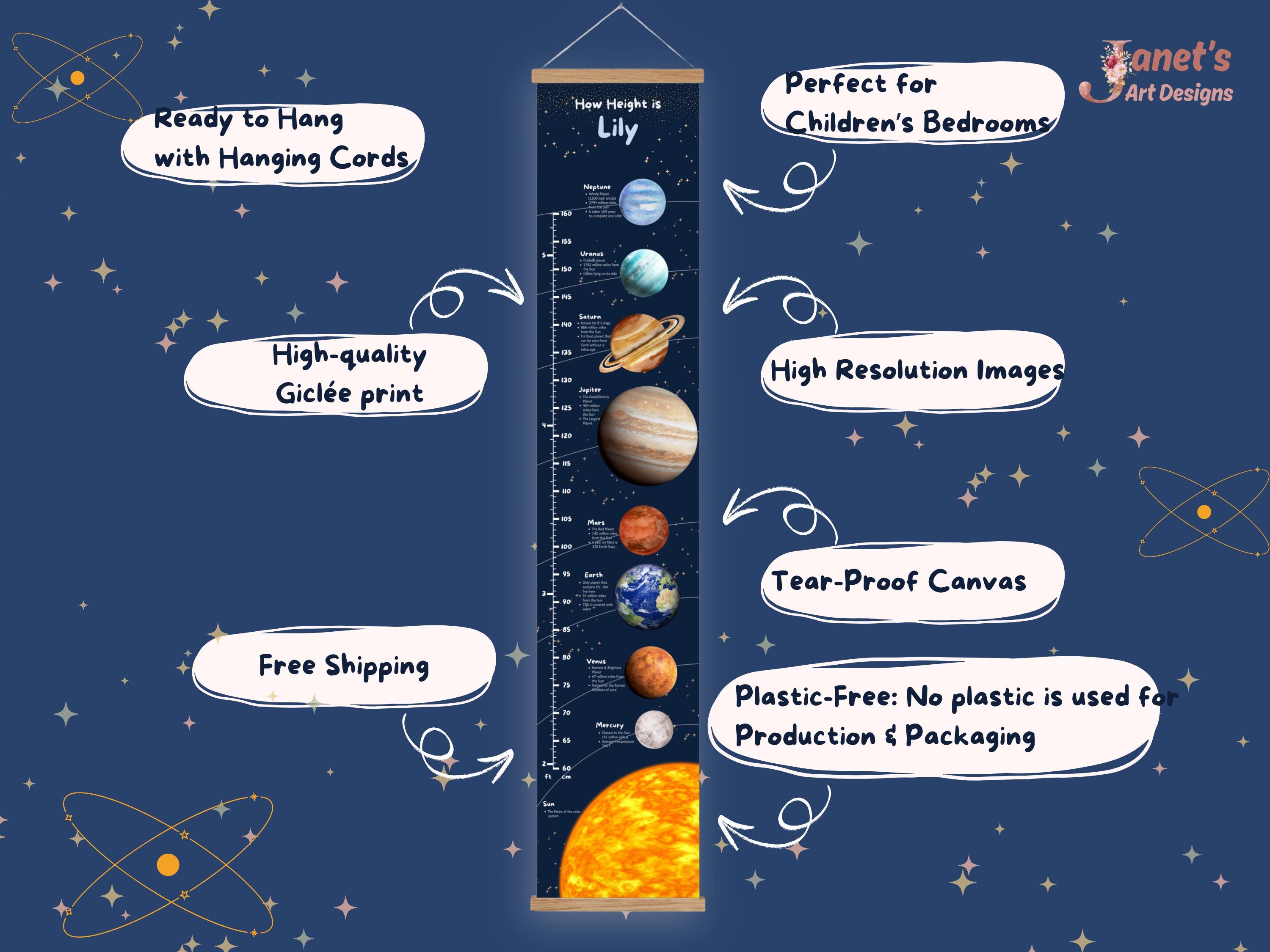Kids Wall Height Chart | Solar System | Wall Hangings | Personalized ...