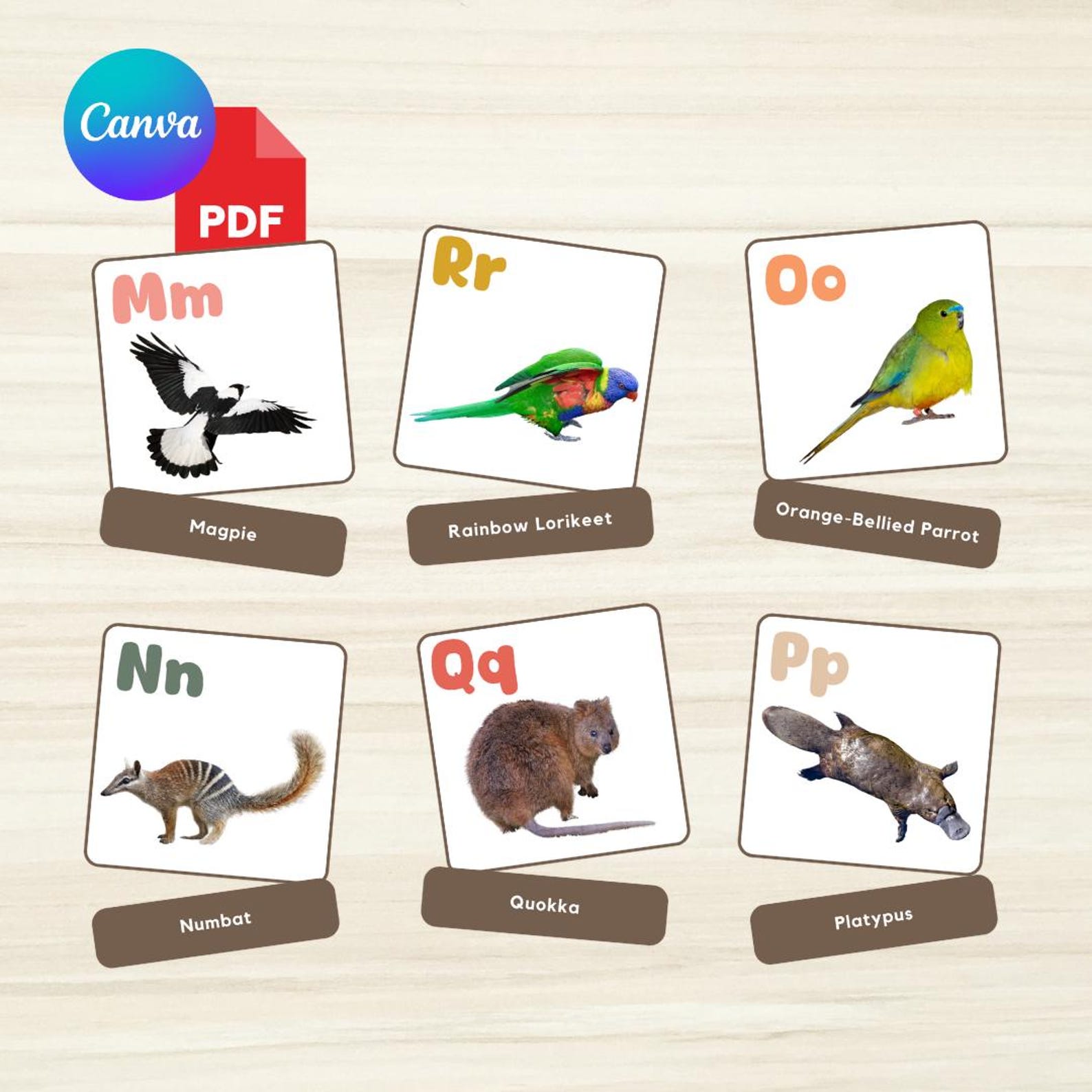 Australian Animals Alphabet Flashcards: Montessori 3-part Cards ...