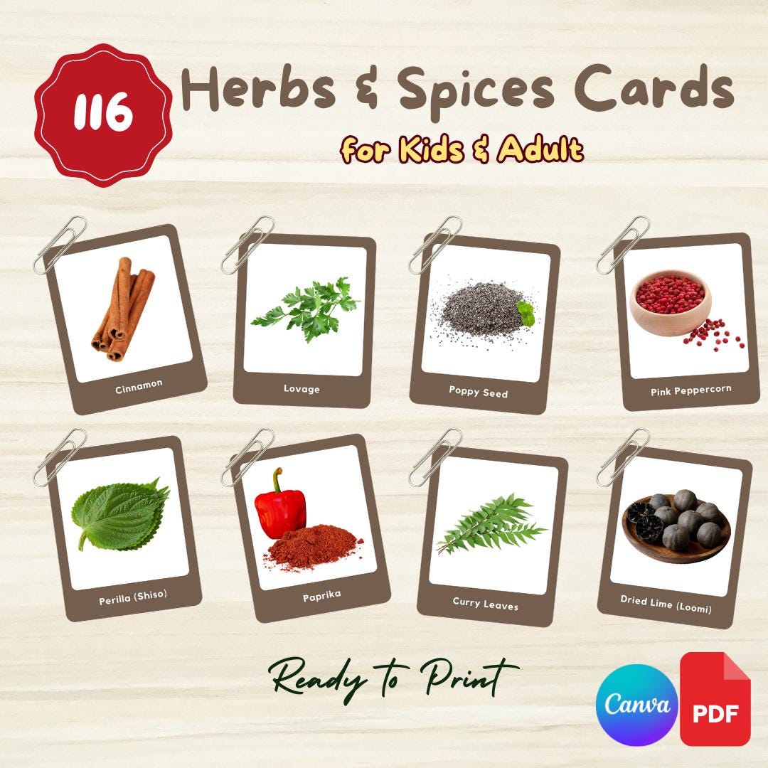 116 HERBS & SPICES Flashcards | - Etsy