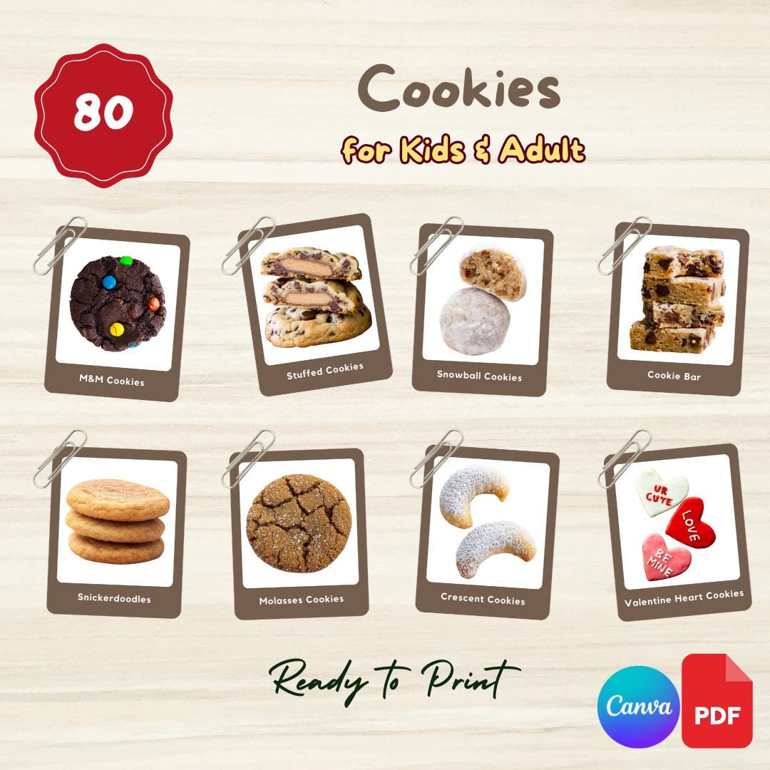 Cookie Flashcards: Montessori 3-part Cards (printable PDF + Canva) - Etsy