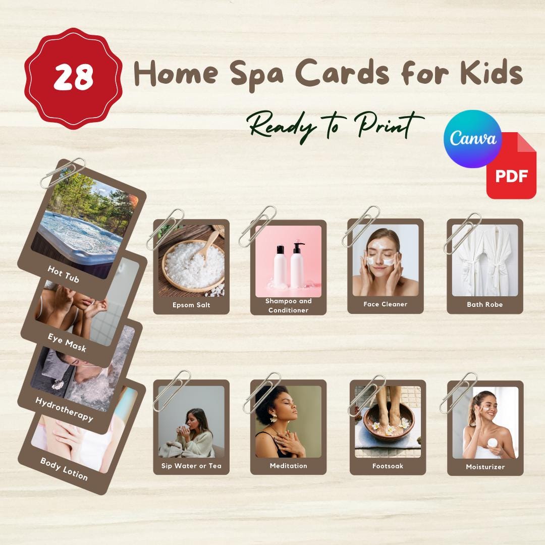 Home Spa Flashcards: Montessori Learning Cards (printable PDF) - Etsy