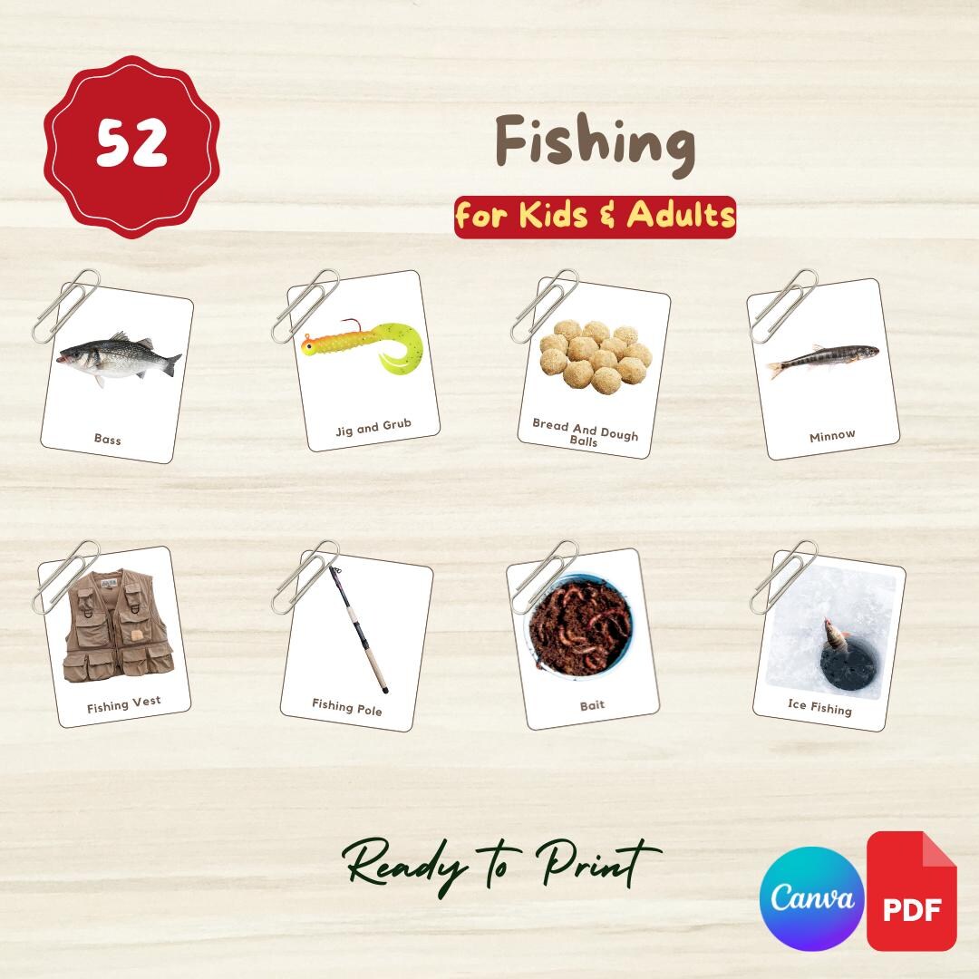 52 FISHING Flashcards: Montessori 3-part Cards (printable PDF ...