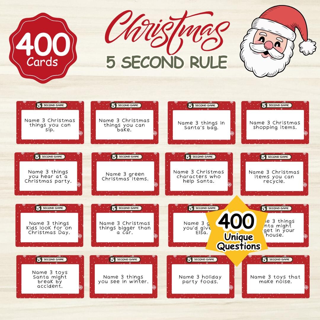 Christmas 5 Second Rule Game | 400 Unique Questions (PDF) - Etsy