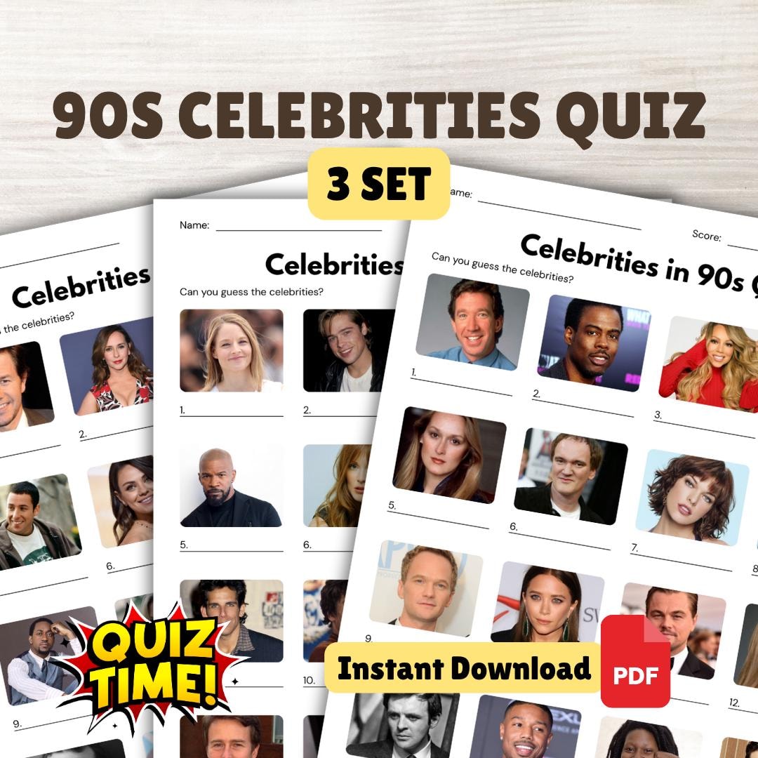 90s CELEBRITIES Picture Quiz With Answers (3 Set) | Trivia Quiz Game ...