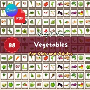 Vegetables Flashcards: Montessori 3-part Cards (printable PDF + Canva ...