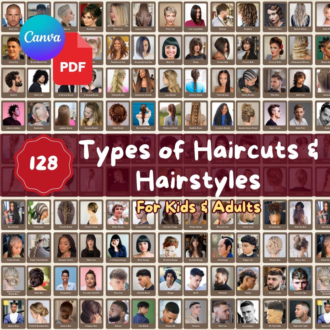 128 Hairstyles & Haircuts Flashcards: Montessori 3-part Cards ...