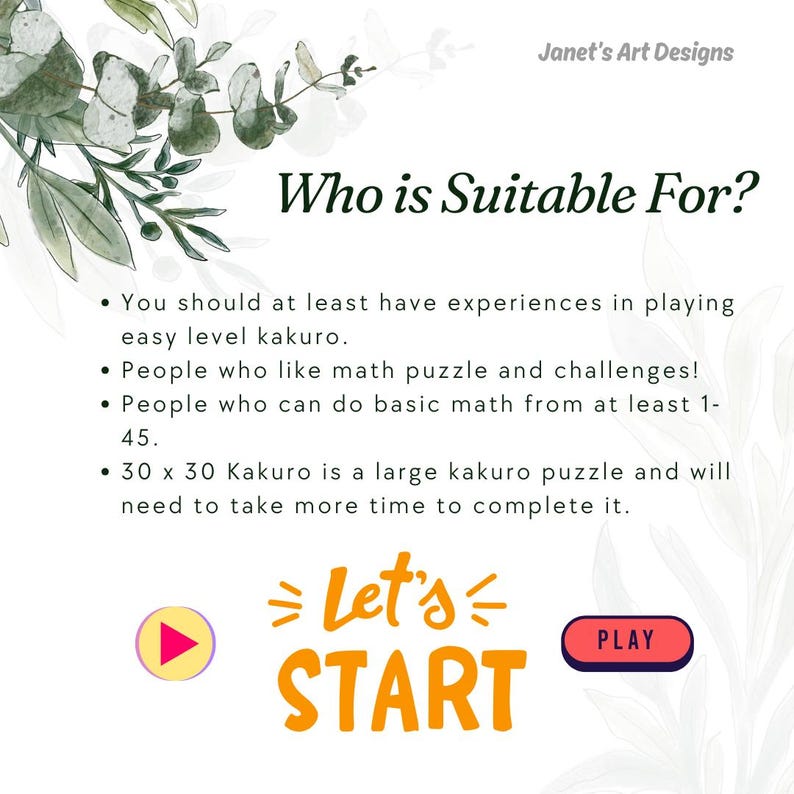 15 Printable Hard Kakuro Puzzles 30 X 30 Volume 7 – Math Logic Brain ...