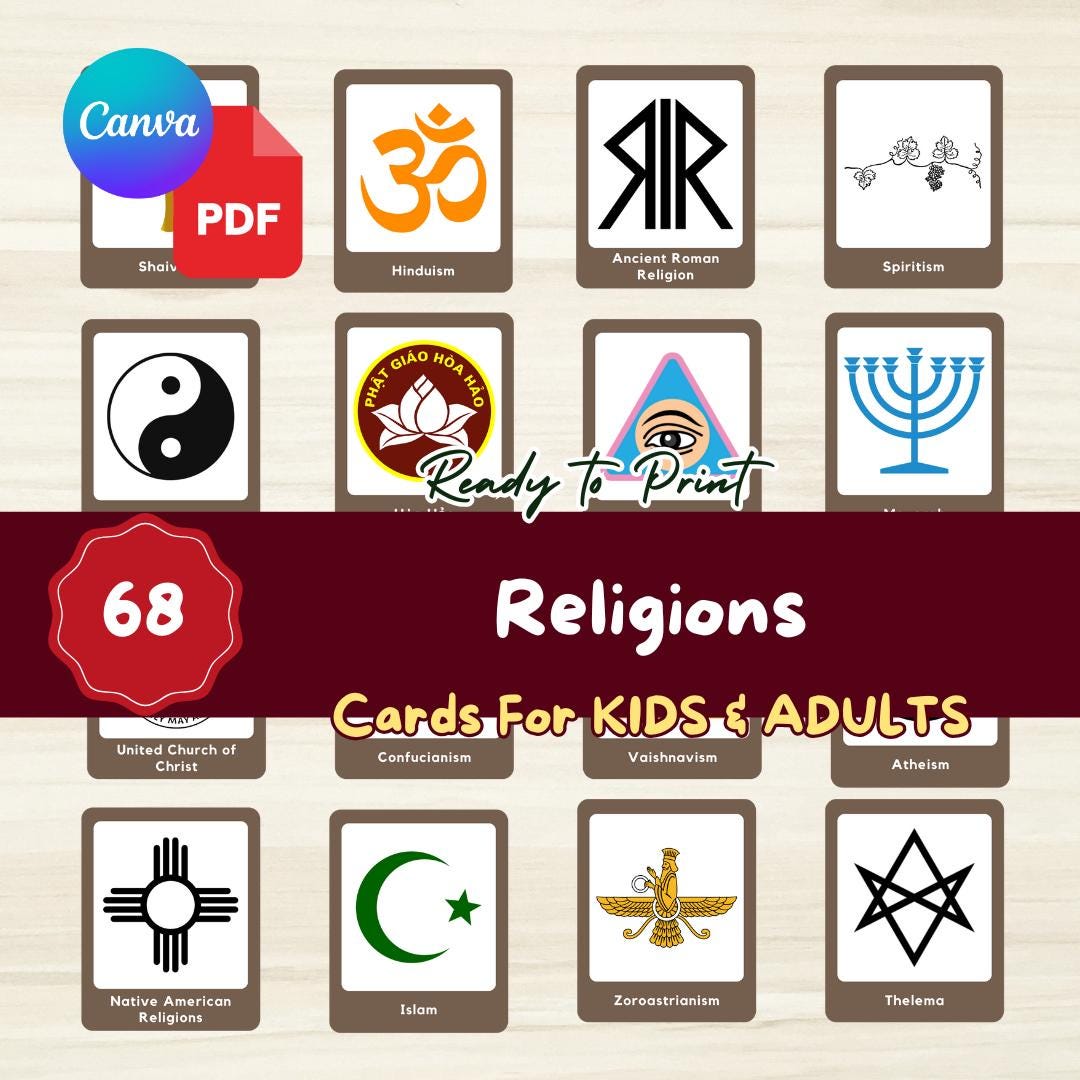 Religious Symbols Flashcards: Montessori 3-part Cards (printable PDF ...