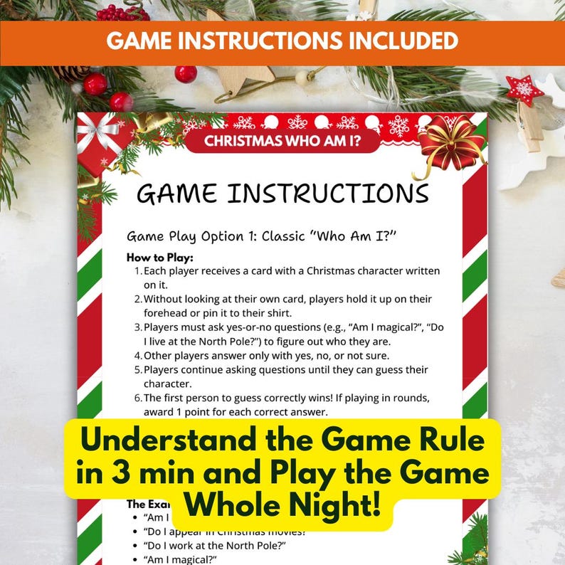Christmas Who Am I Printable | 48 Character Cards With Hints, Holiday ...