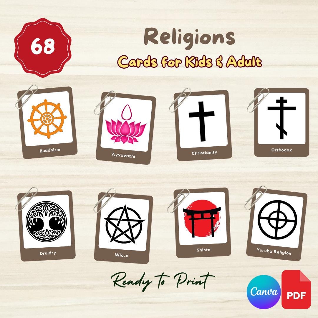 Religious Symbols Flashcards: Montessori 3-part Cards (printable PDF ...