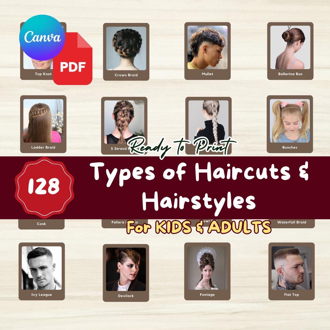 128 Hairstyles & Haircuts Flashcards: Montessori 3-part Cards ...